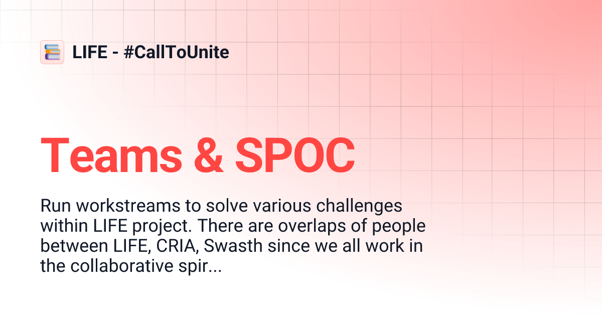 Teams & SPOC | LIFE - #CallToUnite